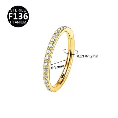 China G23 Titanium Half Pavé CZ Clicker Hoop Ring Implant Grade G23 Titanium CZ Clicker Ring  Half Eternity CZ Hinged Hoop Ring  Premium Titanium Cartilage Clicker Hoop  Classic Pavé Crystal Nose & Ear for sale