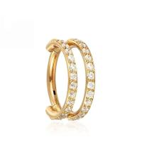 China Gold Double Row Pave CZ Clicker Hoop Ring Double Row Crystal Clicker Ring Pave Set CZ Piercing Hoop Gold Two-Row Gemstone Hoop for sale
