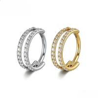 China Gold Double Row Pave CZ Clicker Hoop Ring Double Row Crystal Clicker Ring Pave Set CZ Piercing Hoop Gold Two-Row Gemstone Hoop for sale
