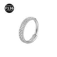 China Luxury Double Row Pavé CZ Clicker Hoop Ring Double Row CZ Hinged Clicker Ring  Dual Pavé Titanium Hoop Ring  Gold PVD Double Crystal Clicker Hoop  Premium Double Pavé Cartilage Hoop Rin for sale