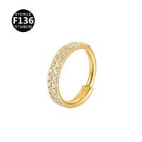 China Luxury Double Row Pavé CZ Clicker Hoop Ring Double Row CZ Hinged Clicker Ring  Dual Pavé Titanium Hoop Ring  Gold PVD Double Crystal Clicker Hoop  Premium Double Pavé Cartilage Hoop Rin for sale