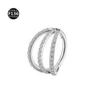China Luxury Triple Layer Pavé CZ Clicker Hoop Ring Triple Hoop Crystal Pavé Clicker Ring  Three Layer CZ Titanium Piercing Hoop  Luxury Stacked Pavé Cartilage Ring  Gold PVD Triple Band Clicker Hoop for sale
