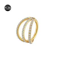 China Luxury Triple Layer Pavé CZ Clicker Hoop Ring Triple Hoop Crystal Pavé Clicker Ring  Three Layer CZ Titanium Piercing Hoop  Luxury Stacked Pavé Cartilage Ring  Gold PVD Triple Band Clicker Hoop for sale