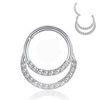 China Luxury Interlocking Double Pavé CZ Clicker Hoop Ring Double Layer CZ Clicker Hoop Ring  Intertwined Crystal Titanium Piercing Hoop  Dual Circle Pavé Cartilage Ring  Premium Double Band CZ Clicker for sale