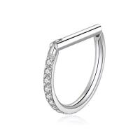 China Luxury Half Pavé CZ Clicker Hoop Ring Geometric Half Pavé CZ Clicker Ring  Square Shape Crystal Hinged Hoop Ring  Minimalist Titanium CZ Cartilage Hoop  Elegant Half Eternity Piercing Ring for sale