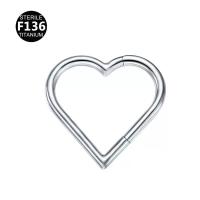 China Elegant Heart-Shaped Seamless Clicker Hoop Ring Love Heart Titanium Clicker Hoop  Double-Line Heart Piercing Ring  Minimalist Heart-Shaped Cartilage Hoop  Luxury Heart Seamless Piercing Ring for sale