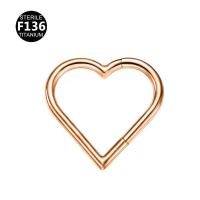 China Elegant Heart-Shaped Seamless Clicker Hoop Ring Love Heart Titanium Clicker Hoop  Double-Line Heart Piercing Ring  Minimalist Heart-Shaped Cartilage Hoop  Luxury Heart Seamless Piercing Ring for sale