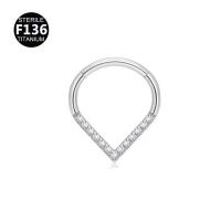 China Elegant Heart-Shaped Pavé CZ Clicker Hoop Ring Heart Pavé Crystal Clicker Ring  Luxury Heart-Shaped CZ Piercing Hoop  Minimalist Heart CZ Cartilage Hoop  Romantic Heart Pavé Titanium Clicker for sale