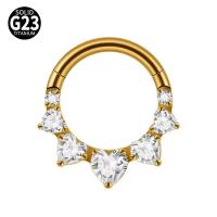 China Heart-Shaped CZ Cluster Clicker Hoop Ring Heart Crystal Cluster Clicker Ring  Romantic Heart CZ Piercing Hoop  Multi-Stone Heart Pavé Clicker Ring  Luxury Heart Charm Titanium Hoop for sale