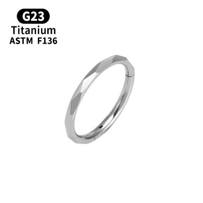 China Geometric Faceted Seamless Clicker Hoop Ring Minimalist Faceted Titanium Clicker Ring  Geometric Hammered Hoop Piercing Ring  Modern Polygonal Seamless Hoop  Textured Titanium Cartilage Clicker for sale