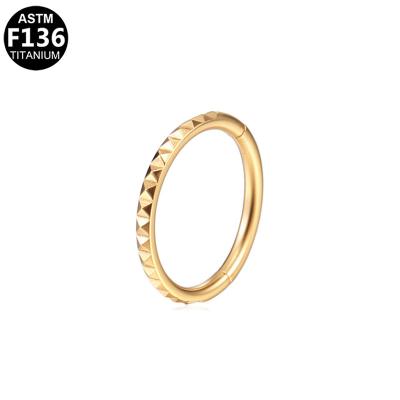China Geometric Texture Clicker Hoop Ring Faceted Titanium Clicker Ring  Studded Geometric Hoop Piercing Ring  Minimalist Textured Seamless Hoop  Modern Pattern Clicker Ring for sale
