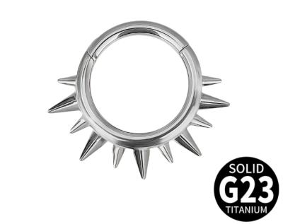 China Sunburst Spike Clicker Hoop Ring Sunburst Spike Titanium Piercing Ring  Spiked Halo Clicker Hoop  Edgy Sun Ray Cartilage Ring  Gothic Spike Statement Hoop for sale