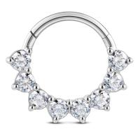 China Full Pavé Round CZ Cluster Clicker Hoop Ring Round CZ Eternity Cluster Clicker Ring  Crystal Cascade Titanium Piercing Hoop  Luxury Round Stone Clicker Hoop  Brilliant CZ Half-Halo Piercing Ring for sale