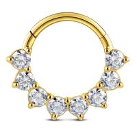 China Full Pavé Round CZ Cluster Clicker Hoop Ring Round CZ Eternity Cluster Clicker Ring  Crystal Cascade Titanium Piercing Hoop  Luxury Round Stone Clicker Hoop  Brilliant CZ Half-Halo Piercing Ring for sale