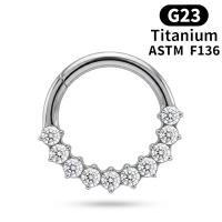 China F136 Titanium 9-Stone Round CZ Cluster Clicker Hoop 9-Stone Crystal Arc Clicker Ring *   Graduated Round CZ Hinged Segment Ring  Gold Pavé Curve Piercing Hoop    Brilliant CZ Multi-Stone Cartilage for sale