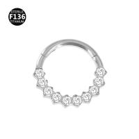 China F136 Titanium 9-Stone Round CZ Cluster Clicker Hoop 9-Stone Crystal Arc Clicker Ring *   Graduated Round CZ Hinged Segment Ring  Gold Pavé Curve Piercing Hoop    Brilliant CZ Multi-Stone Cartilage for sale