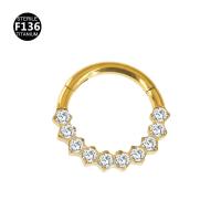 China F136 Titanium 9-Stone Round CZ Cluster Clicker Hoop 9-Stone Crystal Arc Clicker Ring *   Graduated Round CZ Hinged Segment Ring  Gold Pavé Curve Piercing Hoop    Brilliant CZ Multi-Stone Cartilage for sale