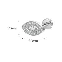 China Evil Eye Marquise & Round CZ Flat Back Labret Stud Evil Eye Crystal Labret Stud Marquise Center Eye Piercing Jewelry Gold Pave Halo Eye Flat Back Stud Elegant Cubic Zirconia Labret Mystical Eye for sale