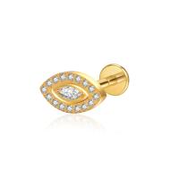 China Evil Eye Marquise & Round CZ Flat Back Labret Stud Evil Eye Crystal Labret Stud Marquise Center Eye Piercing Jewelry Gold Pave Halo Eye Flat Back Stud Elegant Cubic Zirconia Labret Mystical Eye for sale