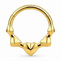 China G23 Heart Cluster Clicker Hoop Ring Five-Heart Charm Clicker Ring Curved Puffy Heart Piercing Hoop Gold Multi-Heart Statement Ring Romantic Heart Cluster Clicker Hoop Polished Love Heart Segment Ring for sale