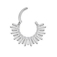 China Gold Sunburst Round CZ Clicker Hoop Ring – Radiating Spike Hinged Segment Design Sunray Crystal Clicker Ring Radiating Spike Piercing Hoop Gold Round CZ Sunburst Cluster Hoop Elegant Solar Statement for sale