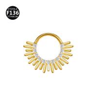 China Gold Sunburst Round CZ Clicker Hoop Ring – Radiating Spike Hinged Segment Design Sunray Crystal Clicker Ring Radiating Spike Piercing Hoop Gold Round CZ Sunburst Cluster Hoop Elegant Solar Statement for sale