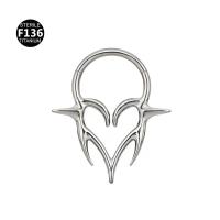 China Gold Abstract Heart & Spike Clicker Hoop Ring – Sculptural Hinged Segment Design Gothic Heart Clicker Ring Abstract Thorn Piercing Hoop Gold Sculptural Statement Ring Elegant Heart & Horn Clicker Hoop for sale