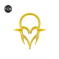 China Gold Abstract Heart & Spike Clicker Hoop Ring – Sculptural Hinged Segment Design Gothic Heart Clicker Ring Abstract Thorn Piercing Hoop Gold Sculptural Statement Ring Elegant Heart & Horn Clicker Hoop for sale