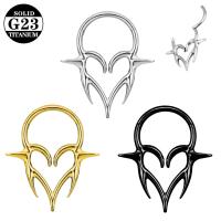 China Gold Abstract Heart & Spike Clicker Hoop Ring – Sculptural Hinged Segment Design Gothic Heart Clicker Ring Abstract Thorn Piercing Hoop Gold Sculptural Statement Ring Elegant Heart & Horn Clicker Hoop for sale