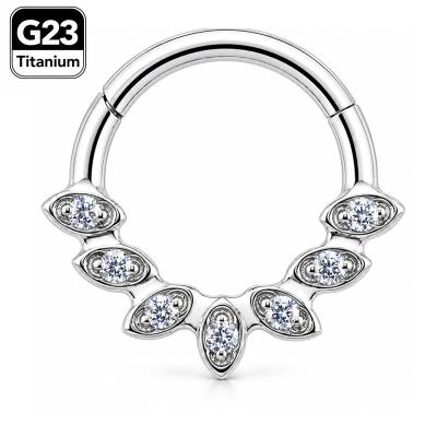 China F136 Titanium Marquise Eye Round CZ Clicker Hoop Ring Evil Eye Crystal Clicker Ring Marquise & Round CZ Piercing Hoop Gold Eye Motif Gemstone Cluster Hoop Elegant Curved Statement Ring Sparkling Eye for sale