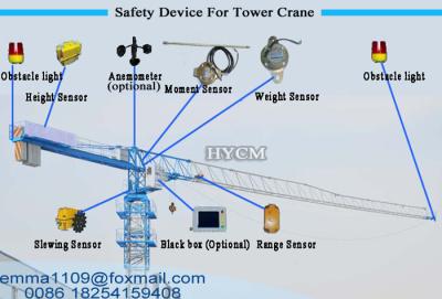 China HYCM QTZ63(5210) Flat Top Tower Crane with 5t Capacity and 52m Reach - Hydraulic Telescopic Climbing System for sale