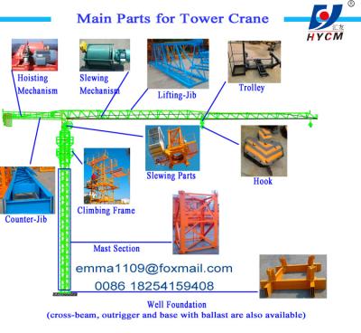 China QTZ125 P6016 Flattop Tower Crane 10T Capacity 60m Reach 50m Height Construction Equipment for sale
