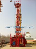 China 2T Capacity Material Hoist with Dual Cages - 56m Lifting Height & 23.5 M/min Speed for Construction Sites for sale