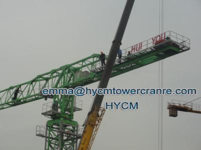 China 10tons Flat Top Tower Crane QTP6518 65m Jib 3m Four Slice Mast Section for sale