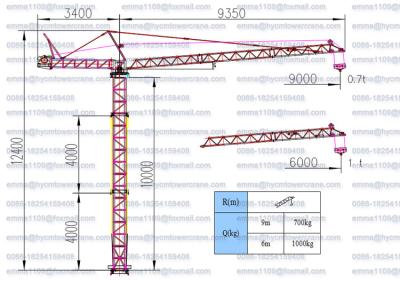 China QT10 Inner Climbing Tower Crane 6m Jib 1000kg Capacity 60m Lifting Height for Construction Projects for sale