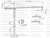 China QTZ125 TC5023 Topkit Tower Crane 50m Jib 10t Capacity 2.3t Tip Load 45m Free Standing for sale