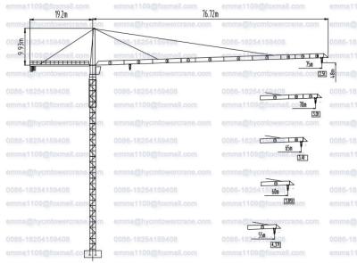 China QTZ7525 Hammerhead Tower Crane 16t Load 75m Jib 2.5t Tip Load for sale