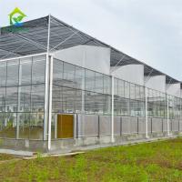 China Multi-span sawtooth glass wall film roof agricultural greenhouse with external sunshade net for sale