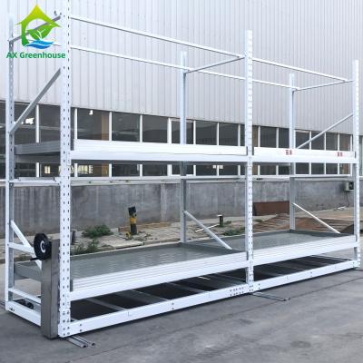 China Heavy-Duty Adjustable Rolling Bench for Greenhouses with Hot-dip Galvanized Steel Frame and 120kg/m² Load Capacity for sale