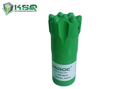 China Fast Penetration Top Hammer Drill Bits R32 48mm  Ballistic Buttons Long Skirt for sale