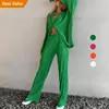 China Customized logo new casual women hot style drawstring tassel Wide Leg Pants Loose Elegant Casual Two Piece Set for wemen for sale