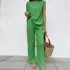 China Customized logo new casual women hot style drawstring tassel Wide Leg Pants Loose Elegant Casual Two Piece Set for wemen for sale