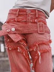 China Straight Fashion Casual Pants Pink Plain Pattern Cotton Material for sale