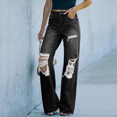 China Blue Custom Jeans Pant Spring Summer Straight Fit Pants For Women for sale