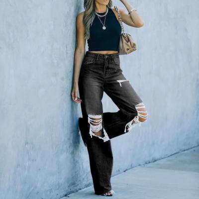 China Blue Custom Jeans Pant Spring Summer Straight Fit Pants For Women for sale