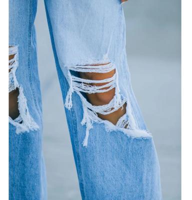 China Blue Custom Jeans Pant Spring Summer Straight Fit Pants For Women for sale