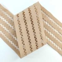 China Custom Size Woven Elastic Band Beige Stretchy Lace Band Hollow Out Elastic Band for Clothing for sale