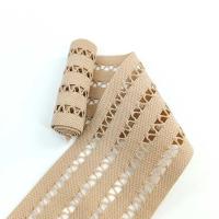 China Custom Size Woven Elastic Band Beige Stretchy Lace Band Hollow Out Elastic Band for Clothing for sale
