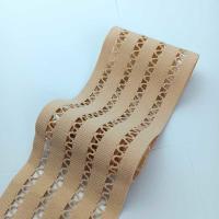 China Custom Size Woven Elastic Band Beige Stretchy Lace Band Hollow Out Elastic Band for Clothing for sale