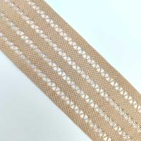 China Custom Size Woven Elastic Band Beige Stretchy Lace Band Hollow Out Elastic Band for Clothing for sale